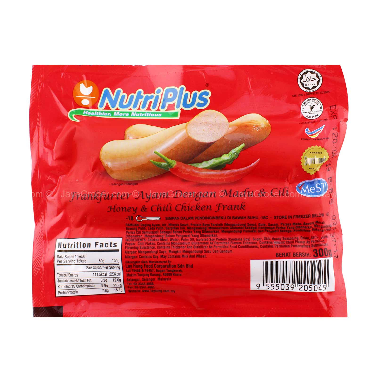 Nutriplus Honey and Chilli Chicken Frank 300g – Jaya Grocer | Trendcell ...